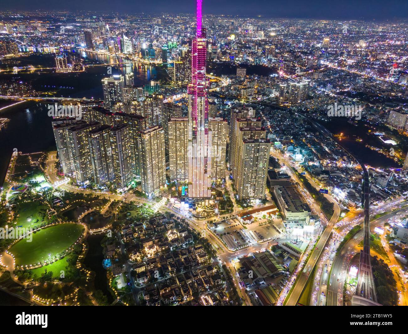 Ho Chi Minh city, Vietnam - 26 Oct 2023: Aerial sunset view at Landmark ...