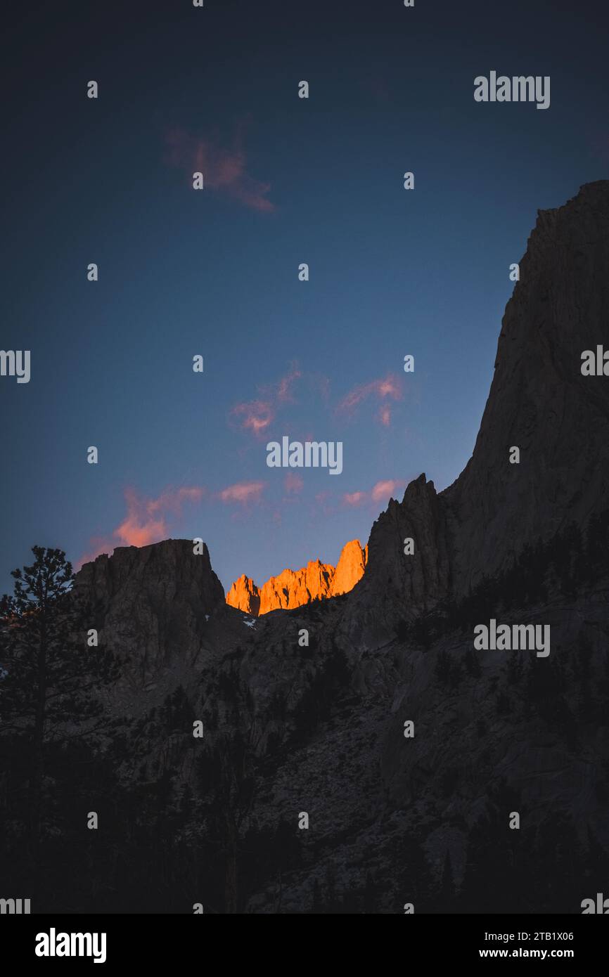 Sunrise hits Mount Whitney, highest point in the lower 48 Stock Photo ...