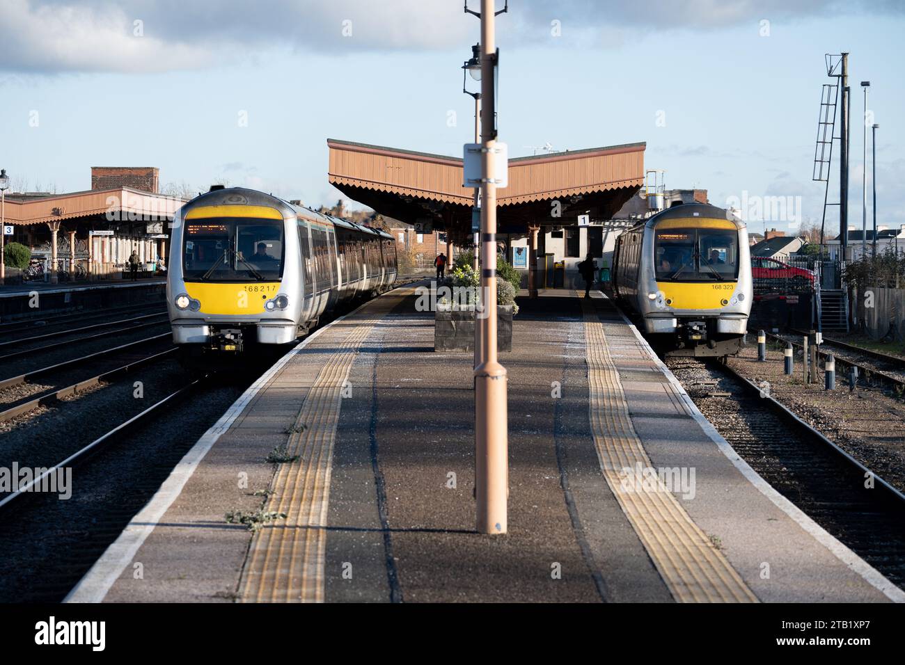 Chiltern Railways class 168 trains at Leamington Spa station ...