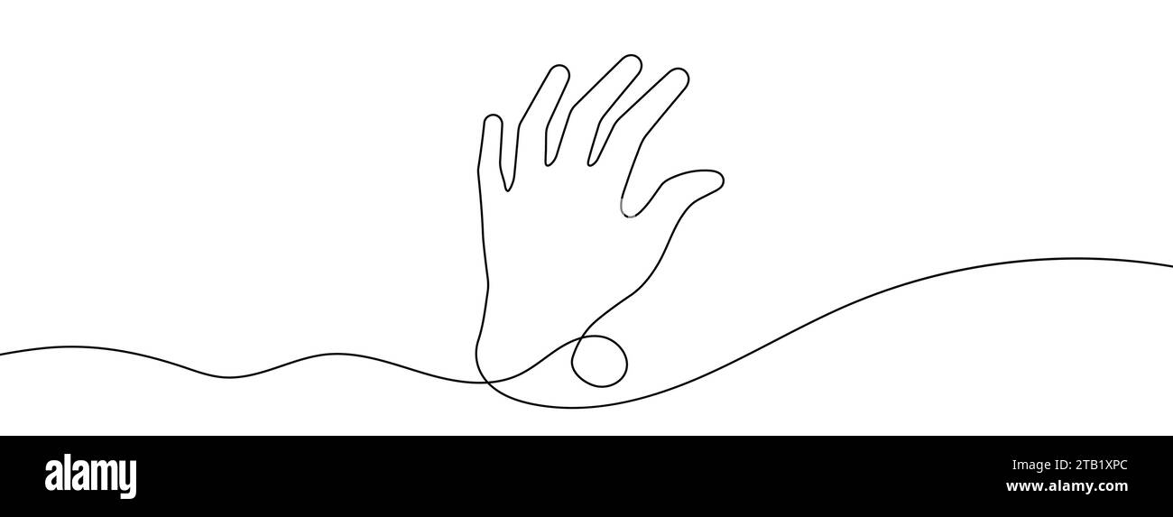 Continuous line drawing of hand. Hand linear icon. One line drawing ...
