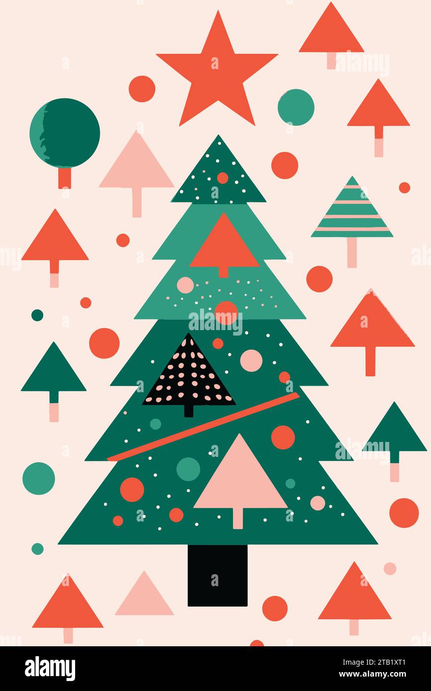 Festive christmas tree simple festive minimal background Stock Vector ...
