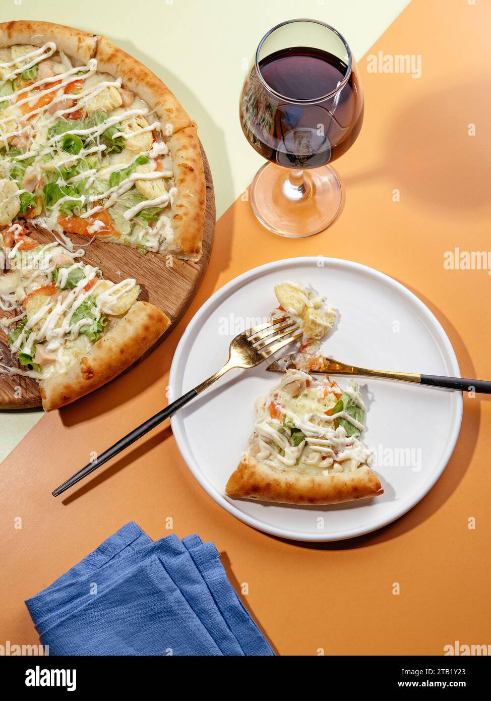 traditional italian pizza on a colored background Stock Photo - Alamy