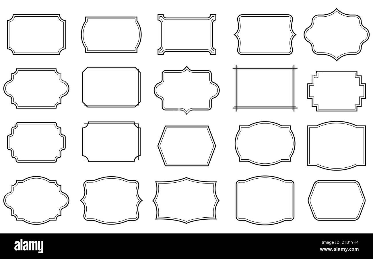 Set of simple line frames with double stroke. Vector illustration. Eps ...