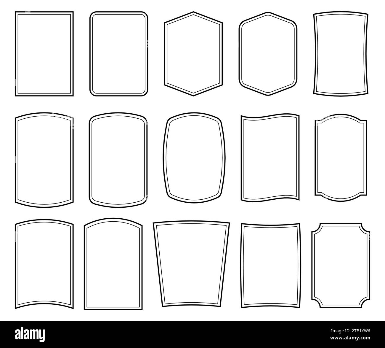 Set of simple line frames with double stroke. Vector illustration. Eps ...