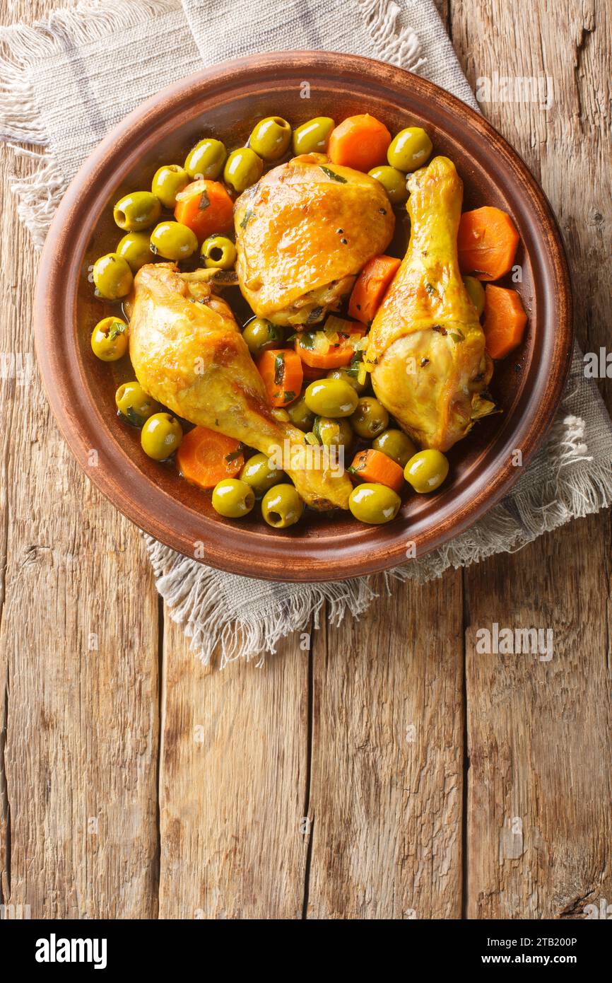 Traditional Algerian Meal Tajine Zitoune of chicken, carrots and green ...