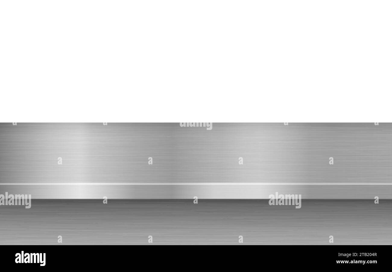 Silver steel countertop, empty shelf. mockup of table top. Metal ...