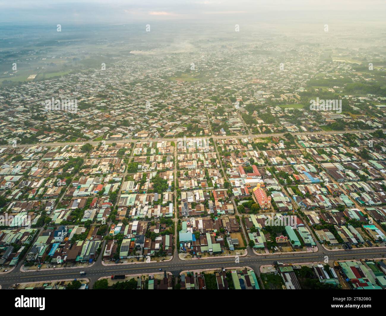 Aerial view of urban landscape and planning of Tay Ninh city, Vietnam ...