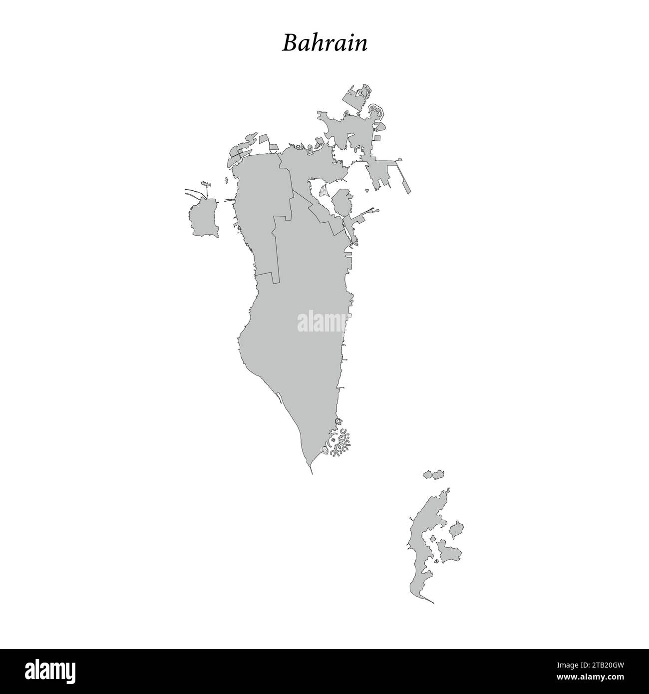 Simple flat Map of Bahrain with district borders Stock Vector Image ...