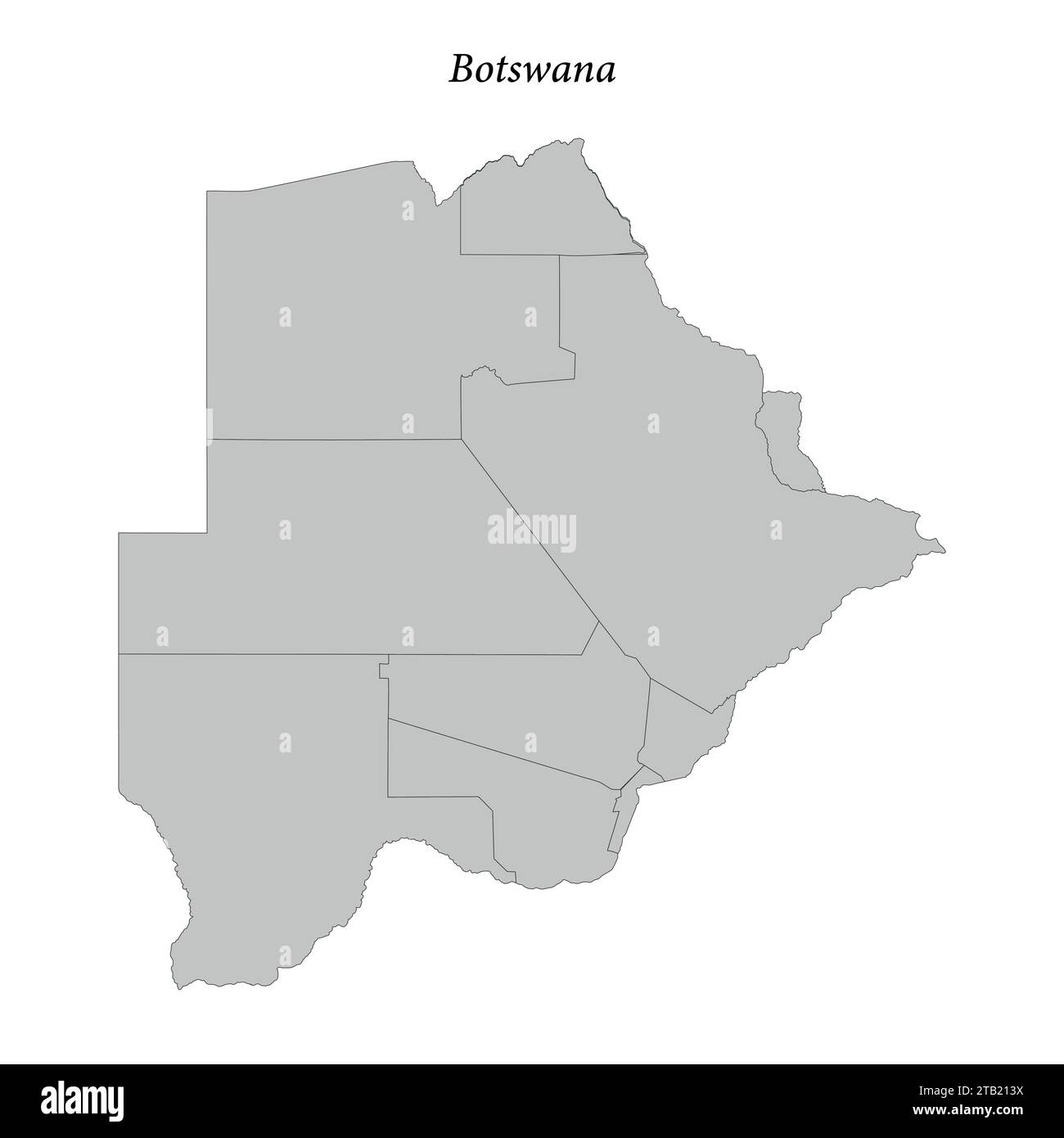 Simple flat Map of Botswana with district borders Stock Vector Image ...