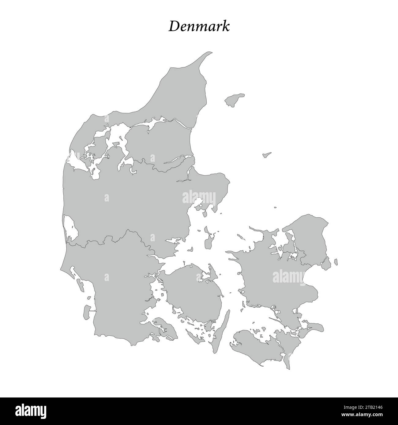 Simple flat Map of Denmark with district borders Stock Vector Image ...
