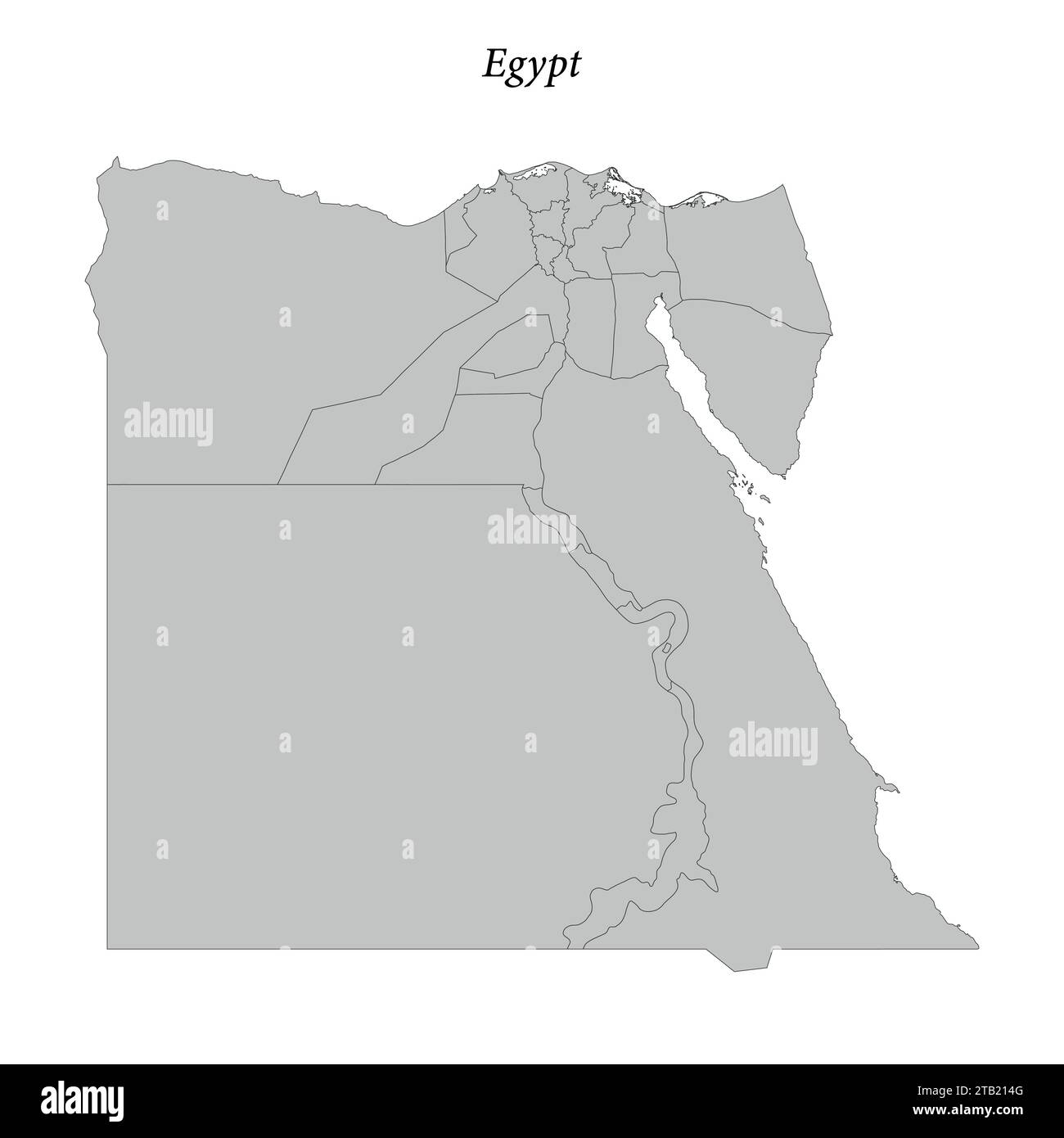 Simple flat Map of Egypt with district borders Stock Vector Image & Art ...