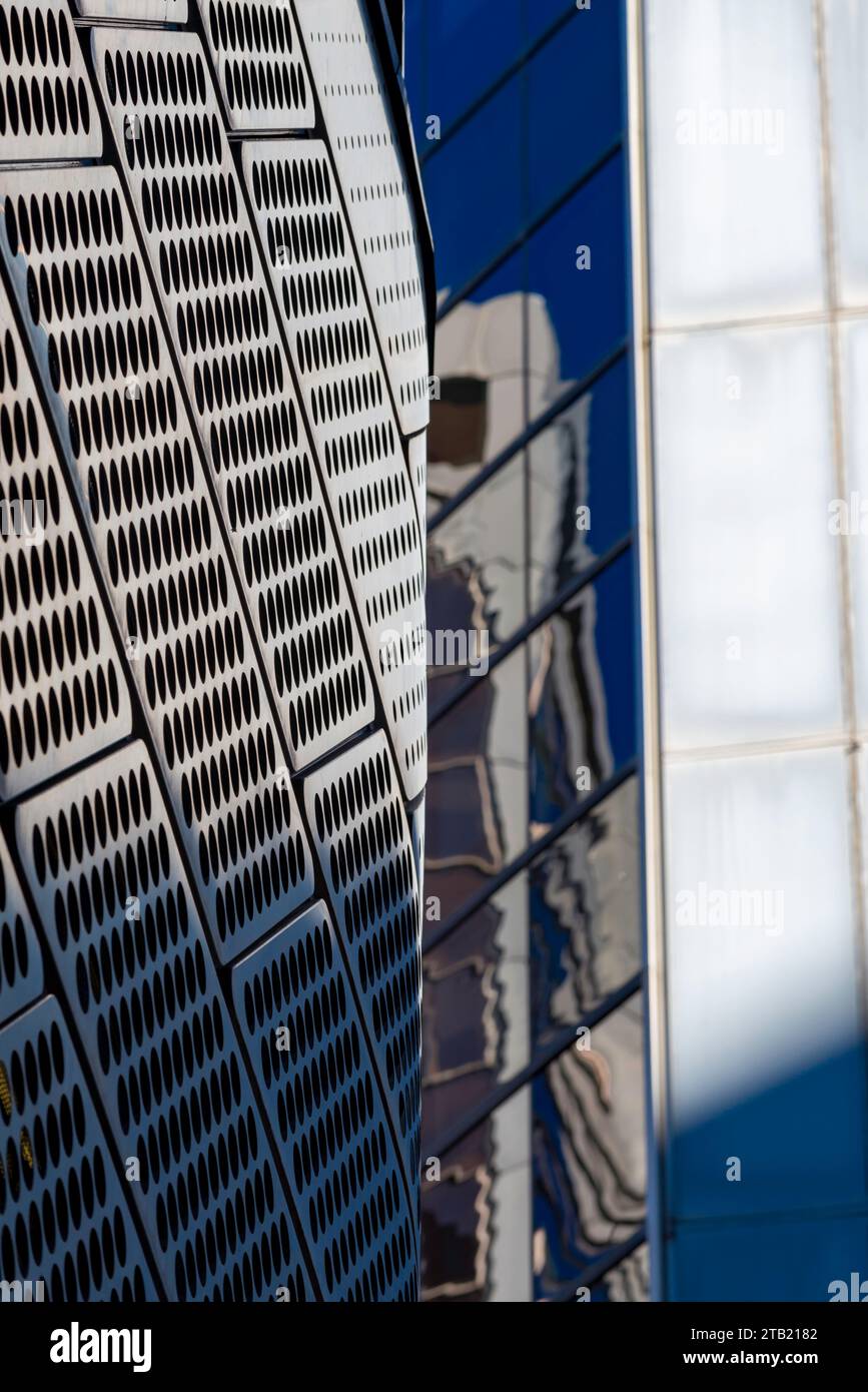 Perforated steel cladding on the exterior of an office building in ...