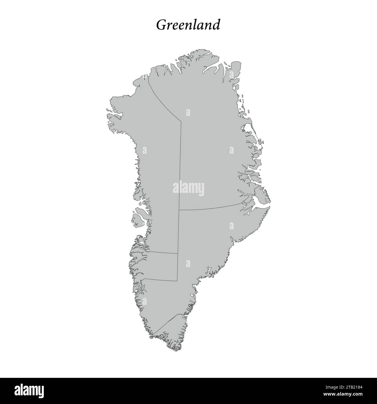 Simple flat Map of Greenland with district borders Stock Vector Image ...