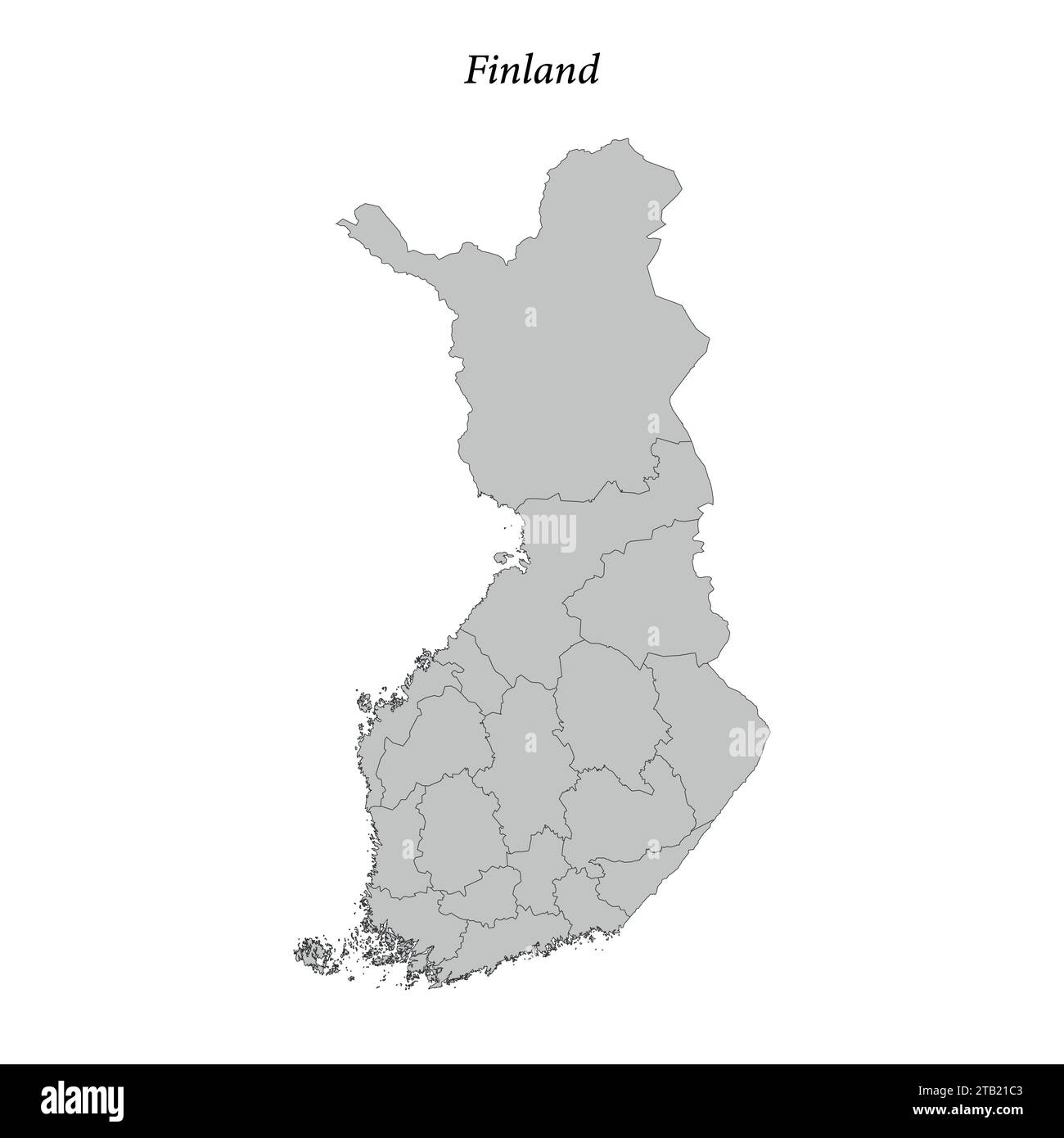 Simple flat Map of Finland with district borders Stock Vector Image ...