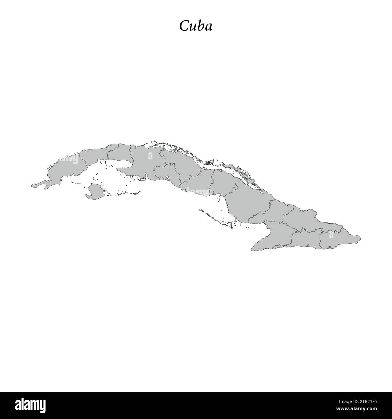 Simple flat Map of Cuba with district borders Stock Vector Image & Art ...