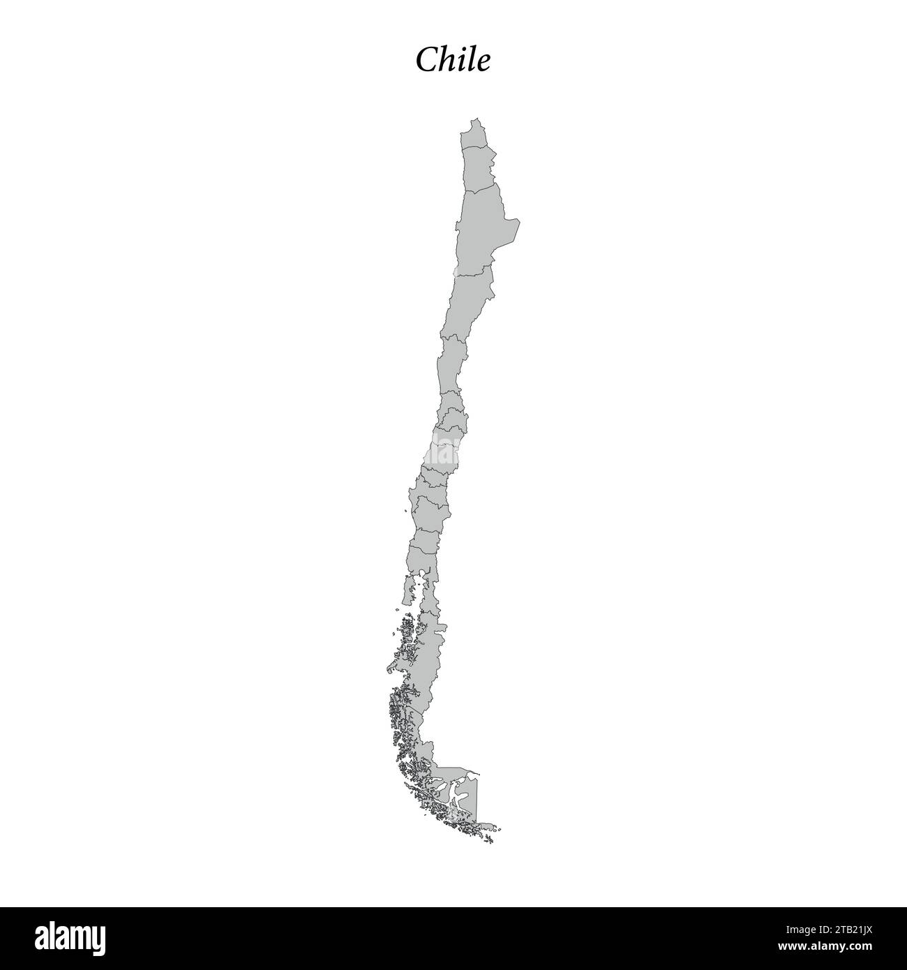 Simple flat Map of Chile with district borders Stock Vector Image & Art ...