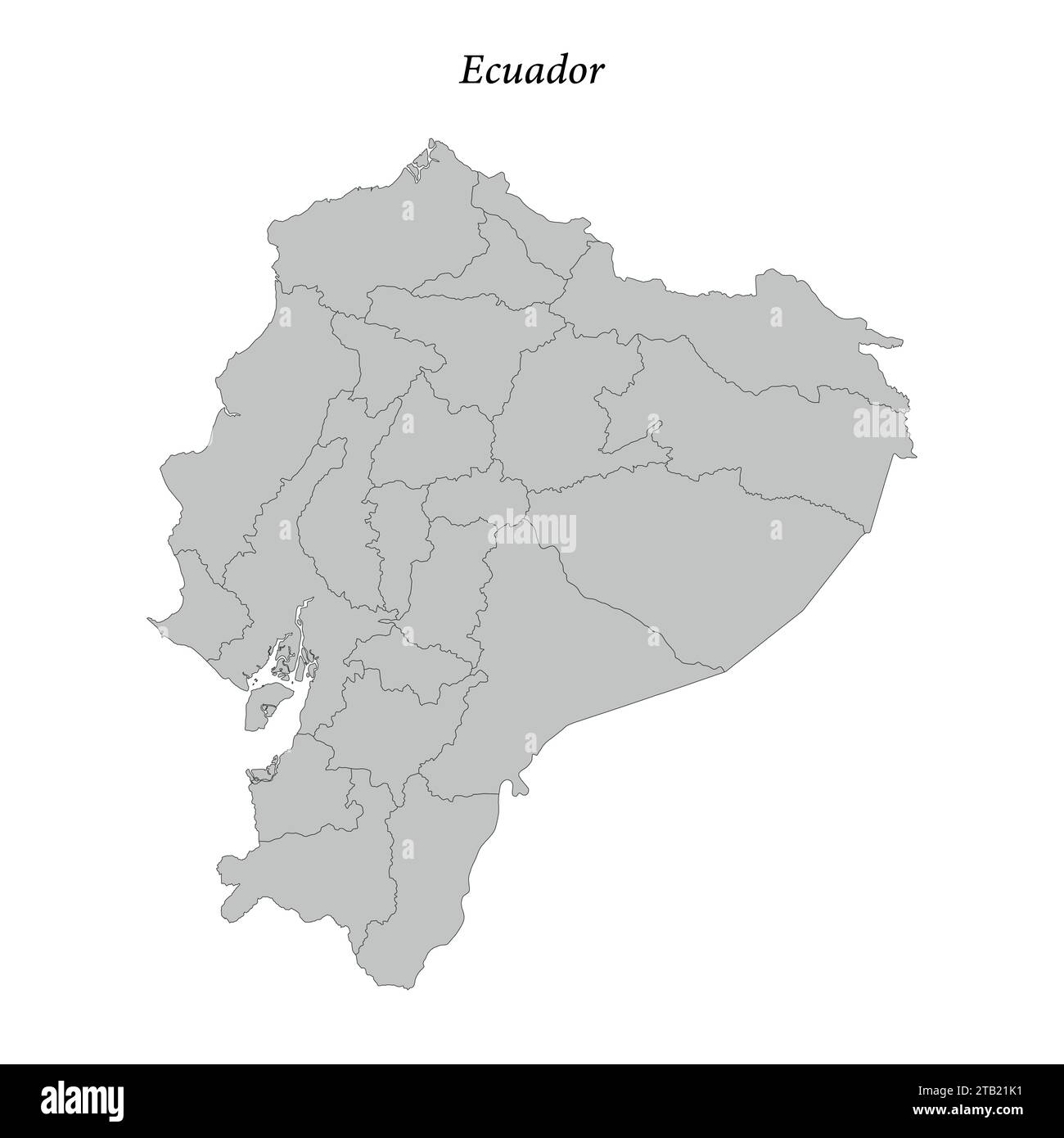 Simple flat Map of Ecuador with district borders Stock Vector Image ...