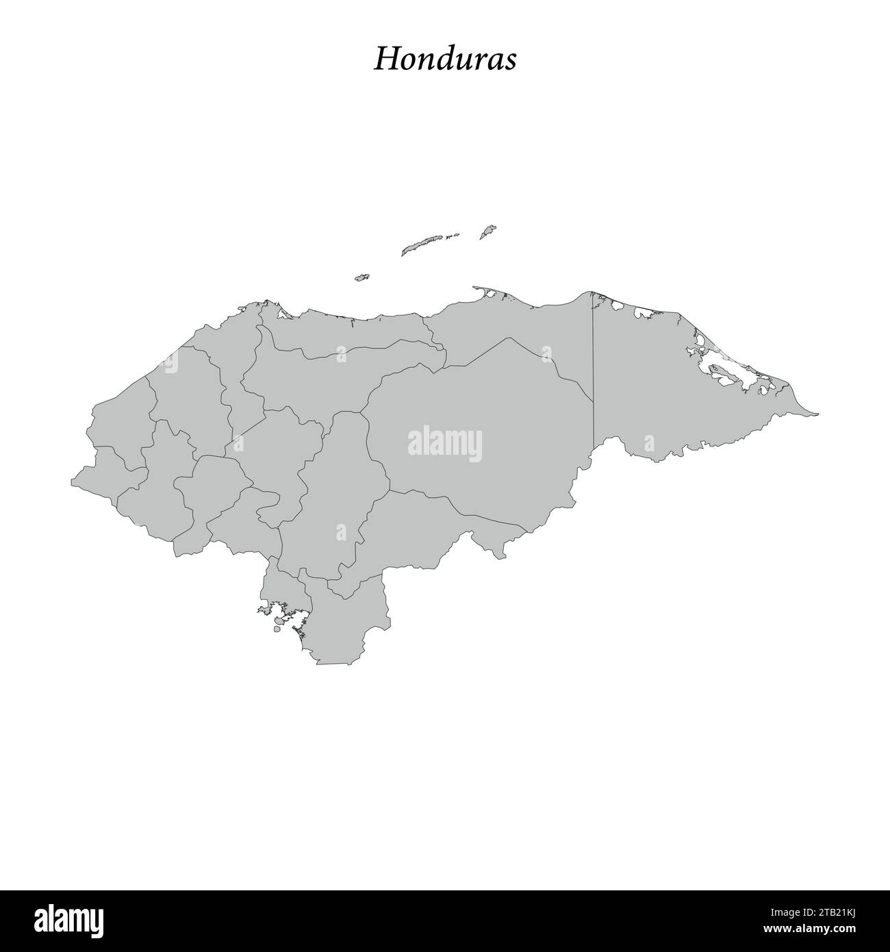 Simple flat Map of Honduras with district borders Stock Vector Image ...