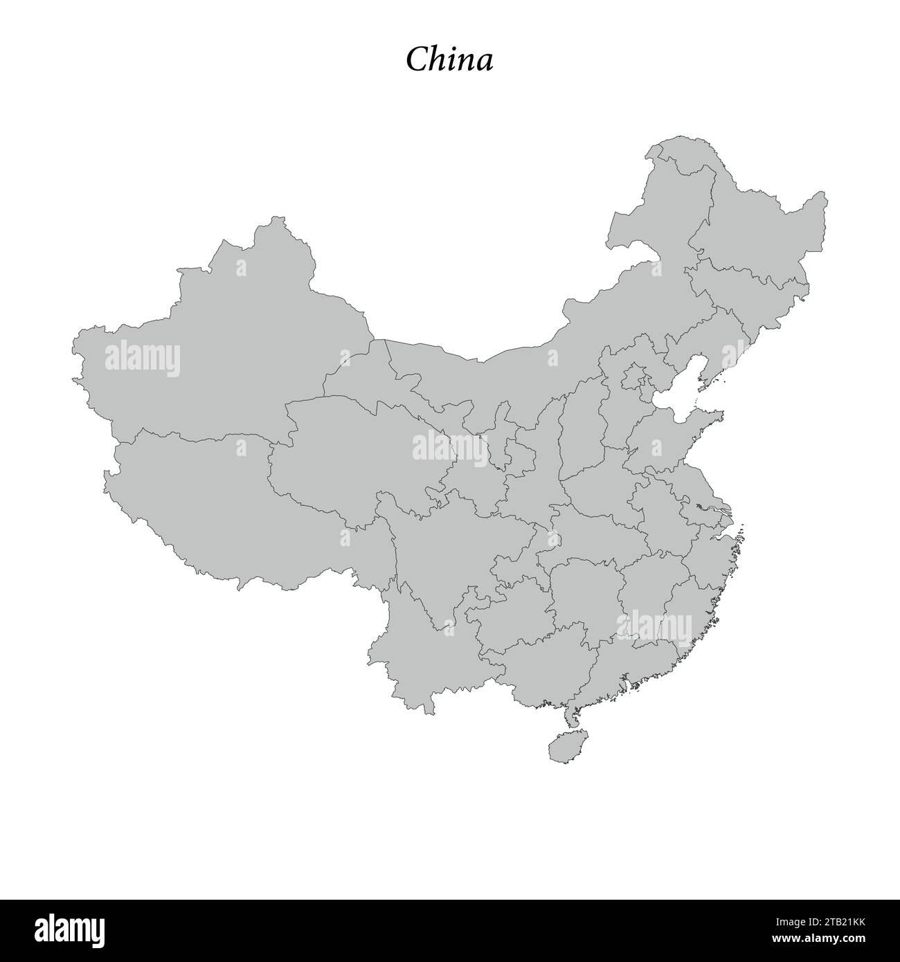 Simple flat Map of China with district borders Stock Vector Image & Art ...