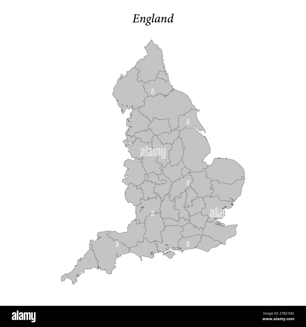 Simple flat Map of England with district borders Stock Vector Image ...
