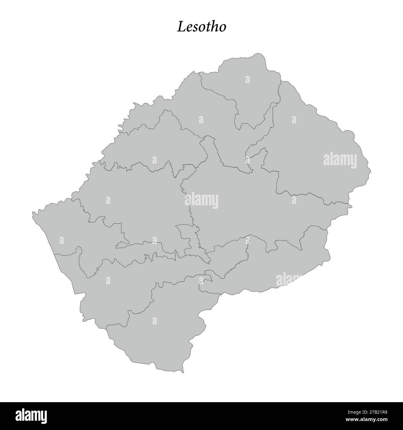Simple flat Map of Lesotho with district borders Stock Vector Image ...