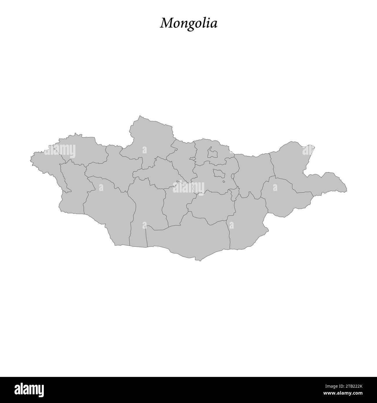Simple flat Map of Mongolia with district borders Stock Vector Image ...