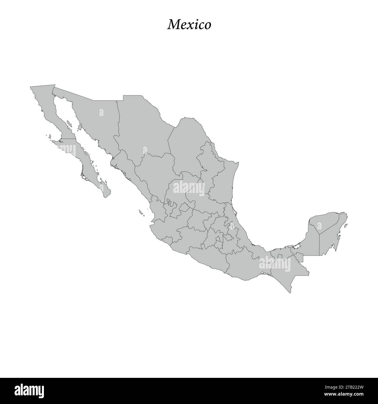 Simple flat Map of Mexico with district borders Stock Vector Image ...