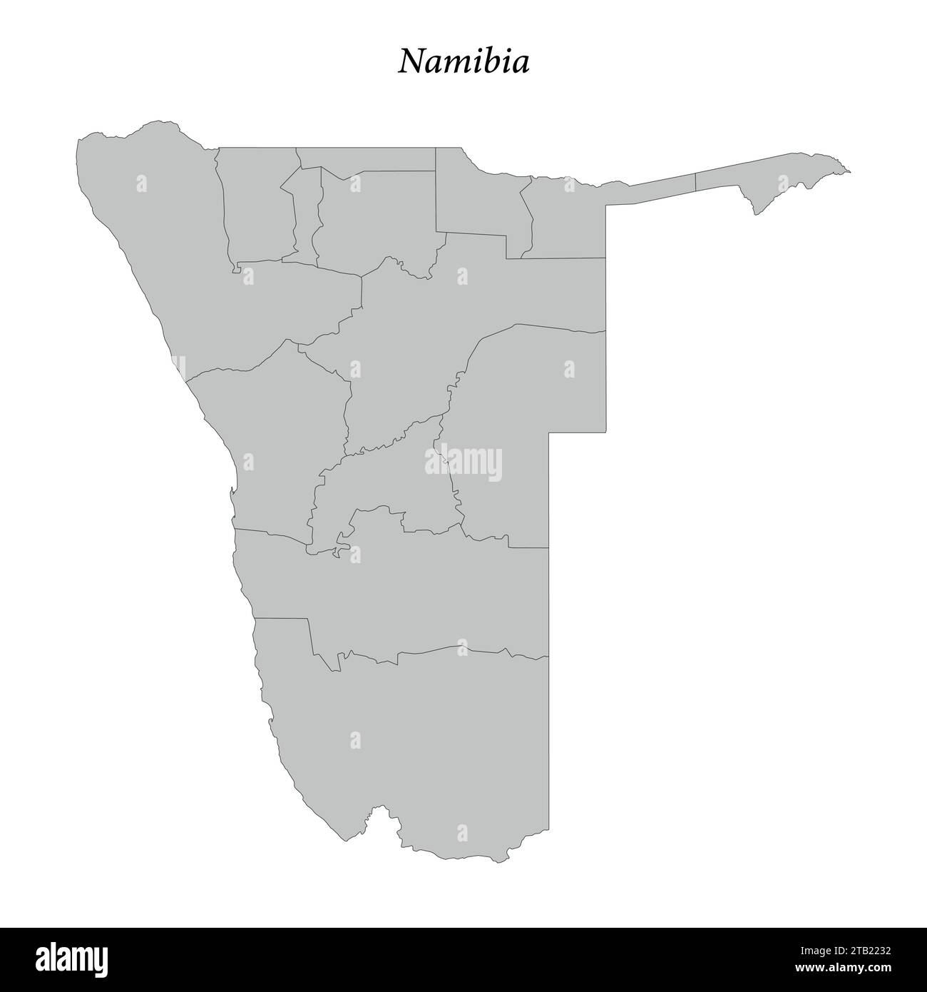 Simple flat Map of Namibia with district borders Stock Vector Image ...
