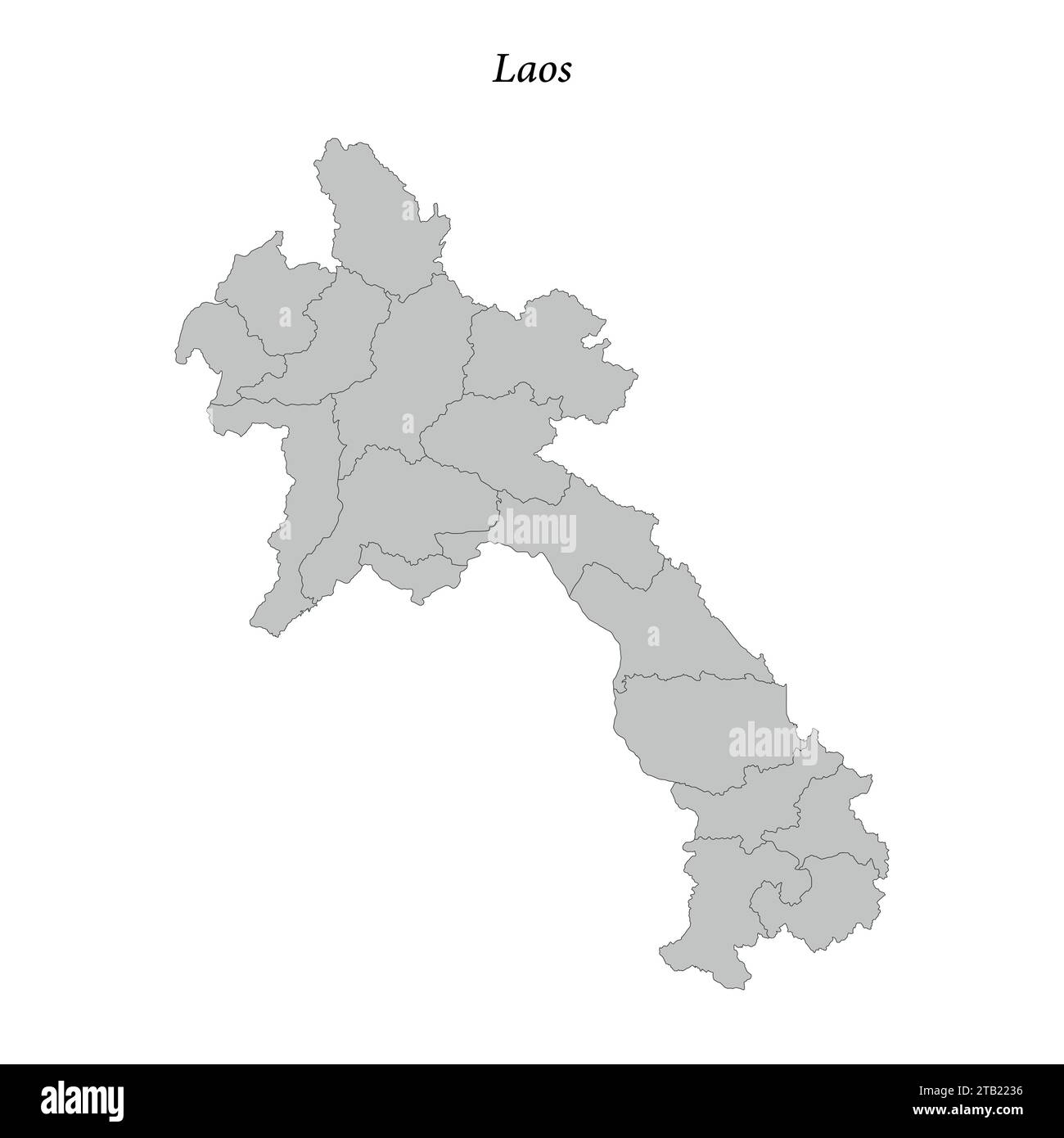 Simple flat Map of Laos with district borders Stock Vector Image & Art ...
