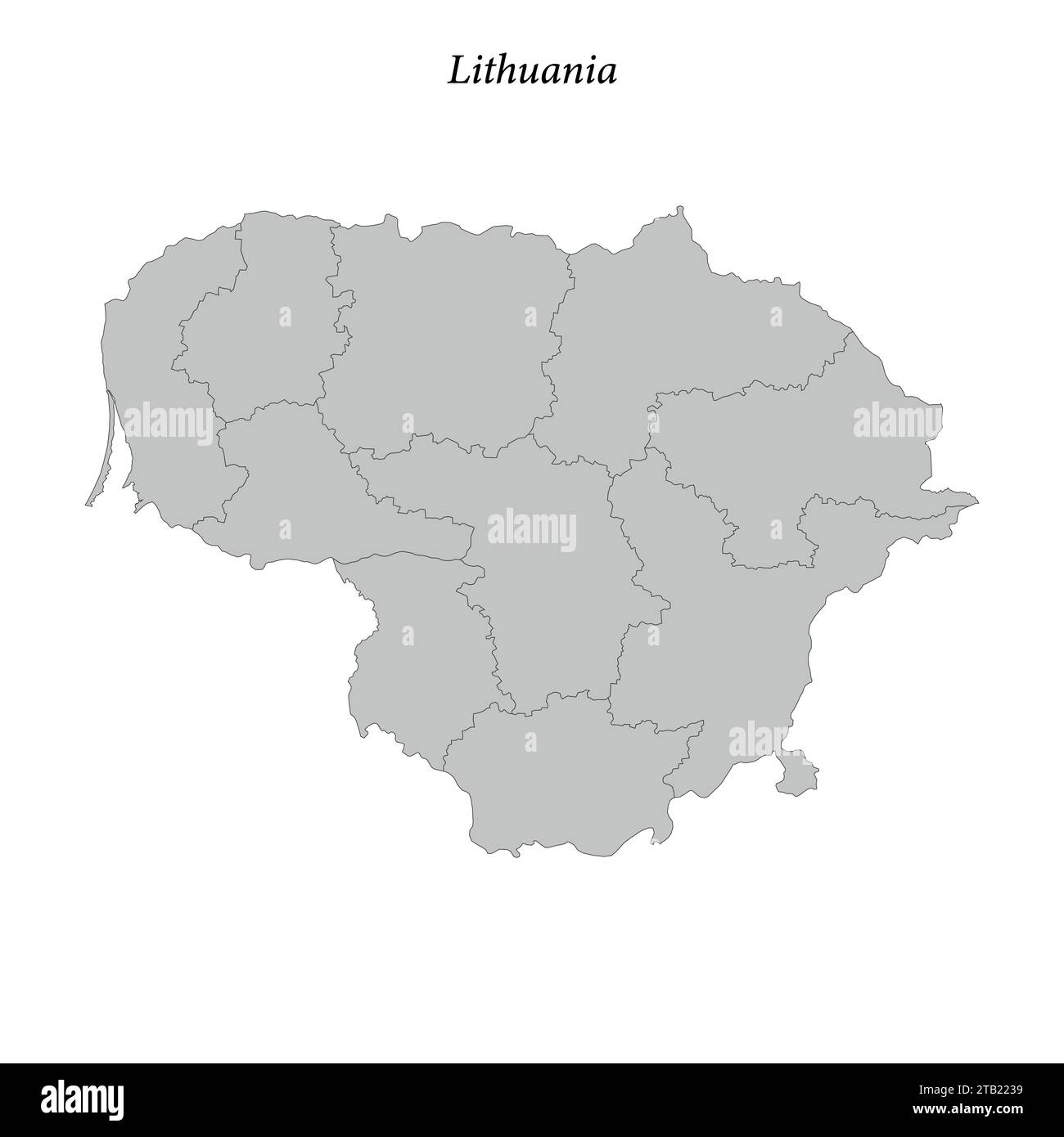 Simple flat Map of Lithuania with district borders Stock Vector Image ...