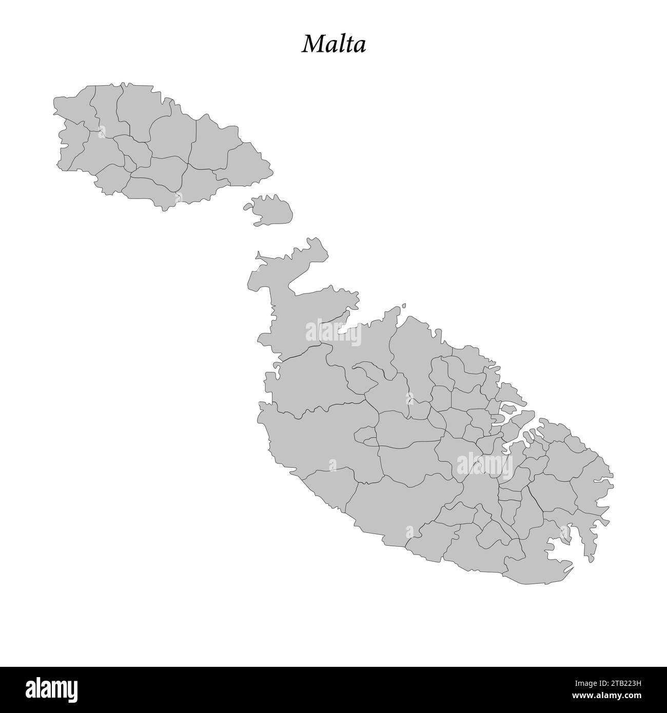 Simple flat Map of Malta with district borders Stock Vector Image & Art ...