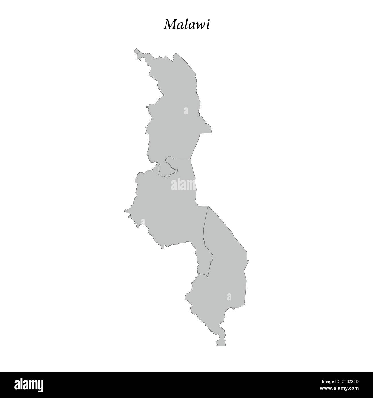 Simple flat Map of Malawi with district borders Stock Vector Image ...