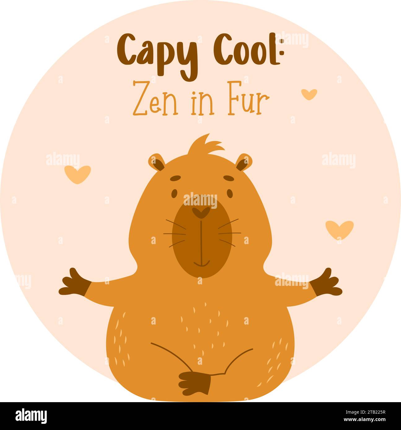 Cute capybara sits in an asana, does yoga and relaxes. Vector ...