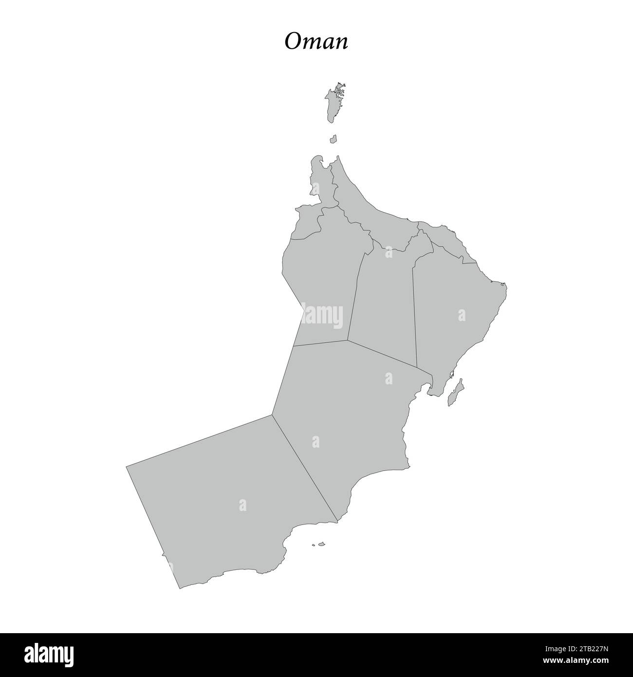 Simple flat Map of Oman with district borders Stock Vector Image & Art ...