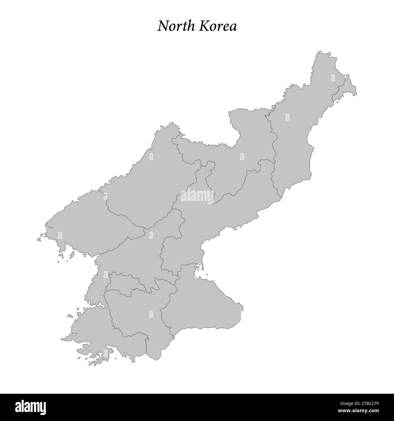 Simple flat Map of North Korea with district borders Stock Vector Image ...