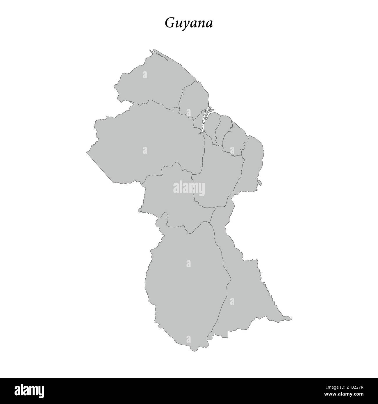 Simple flat Map of Guyana with district borders Stock Vector Image ...