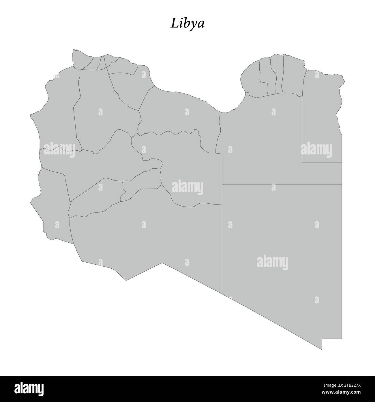 Simple flat Map of Libya with district borders Stock Vector Image & Art ...