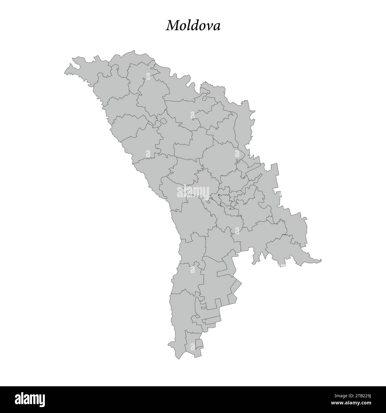 Simple flat Map of Moldova with district borders Stock Vector Image ...