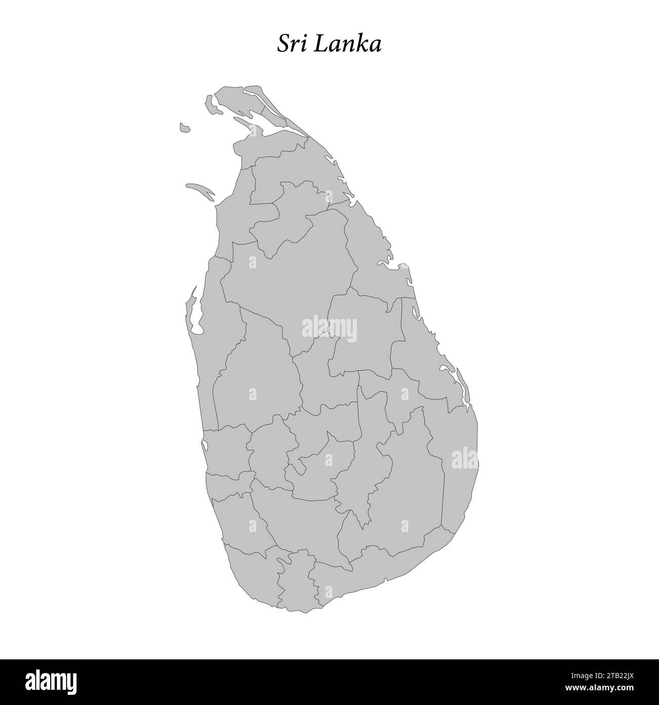 Simple flat Map of Sri Lanka with district borders Stock Vector Image ...