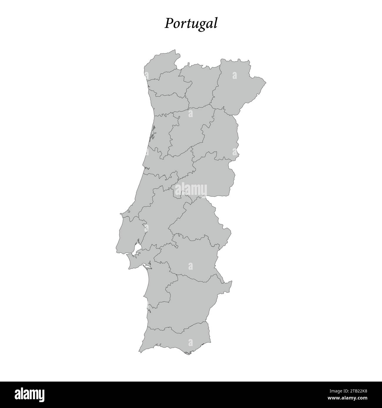 Simple flat Map of Portugal with district borders Stock Vector Image ...