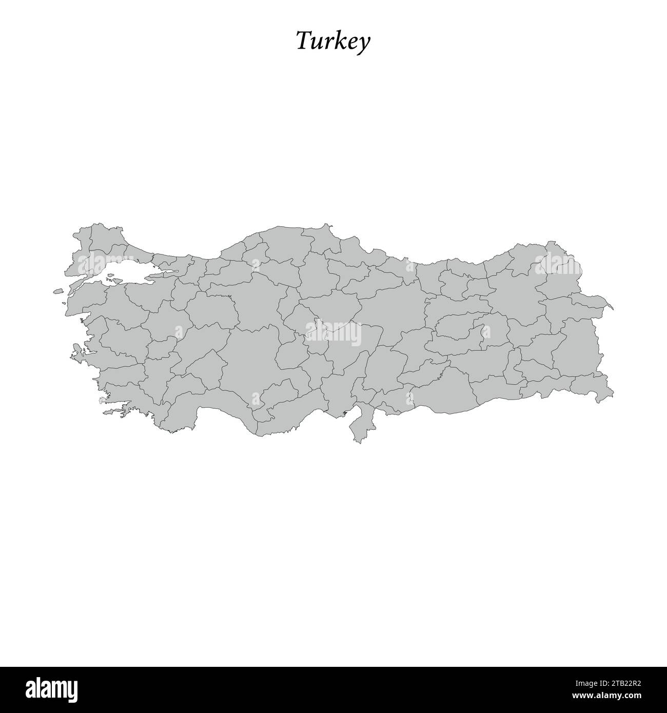 Simple flat Map of Turkey with district borders Stock Vector Image ...