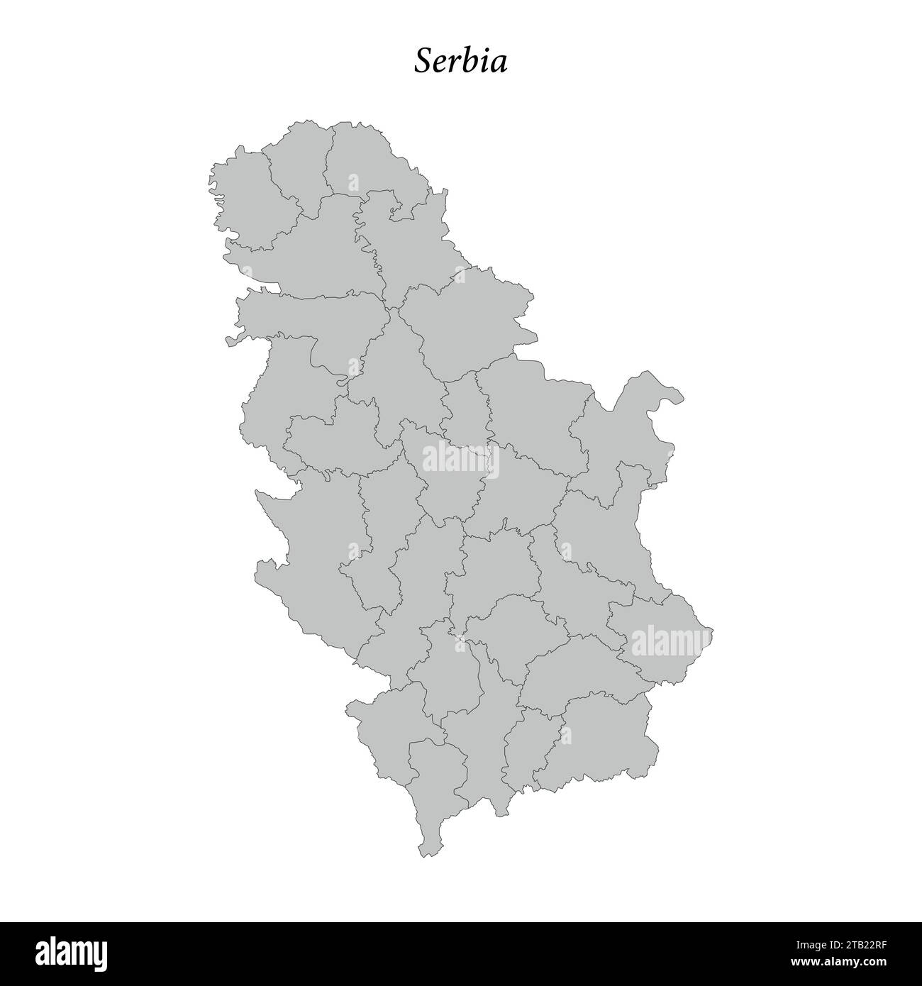 Simple flat Map of Serbia with district borders Stock Vector Image ...