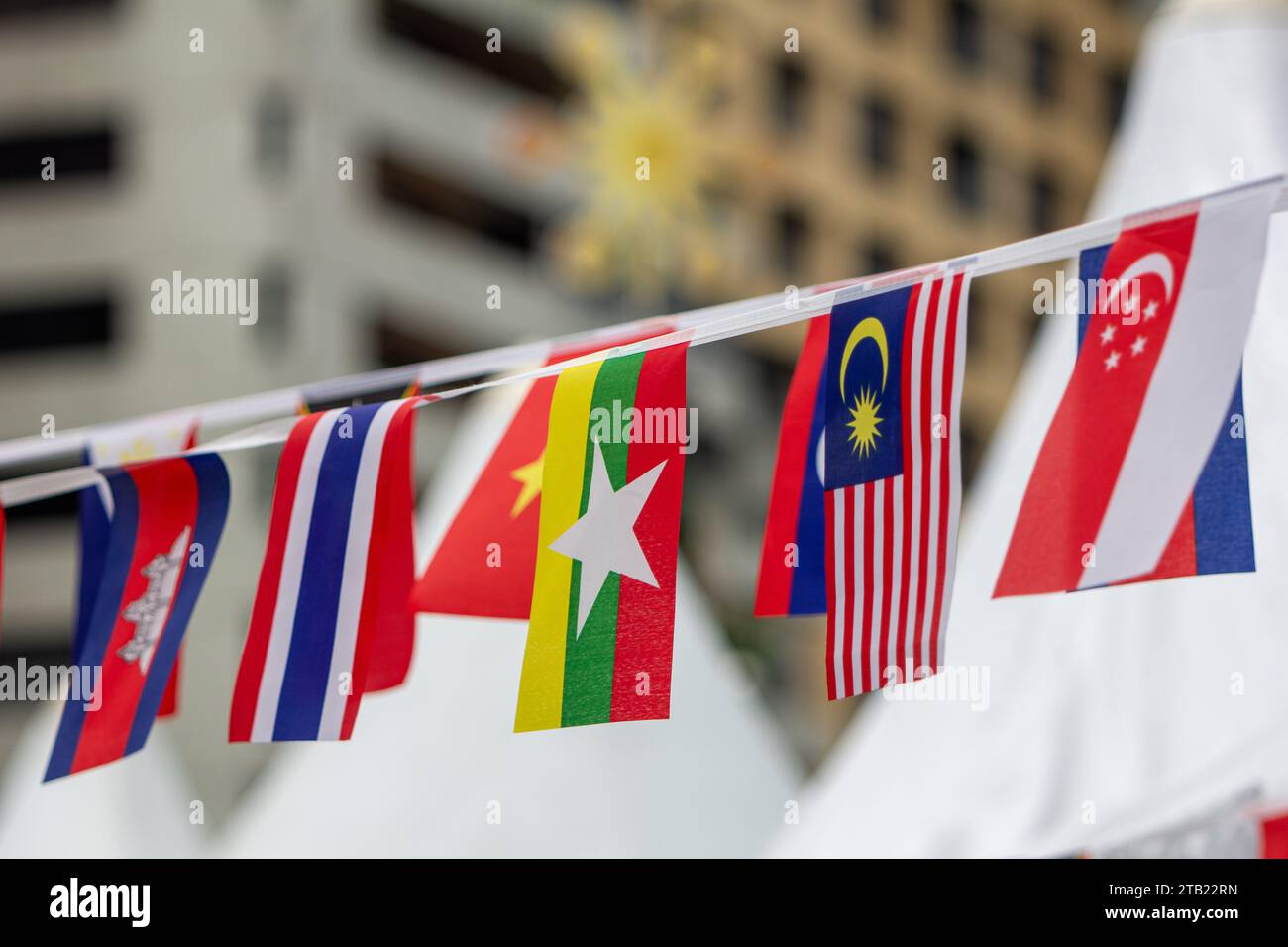 Flags of ASEAN countries at the event of ASEAN festival at Kuala Lumpur ...