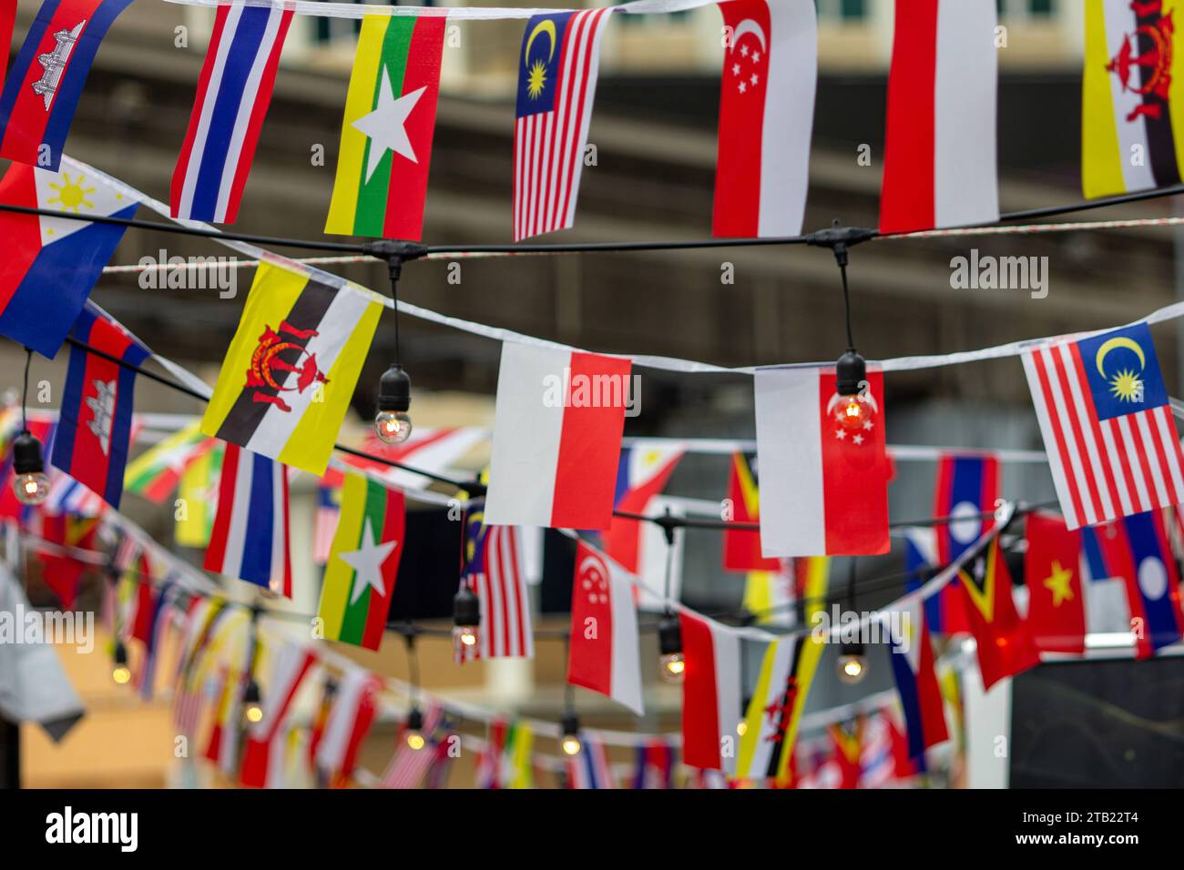 Flags of ASEAN countries at the event of ASEAN festival at Kuala Lumpur ...