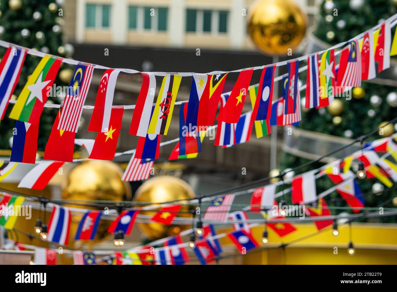 Flags of ASEAN countries at the event of ASEAN festival at Kuala Lumpur ...