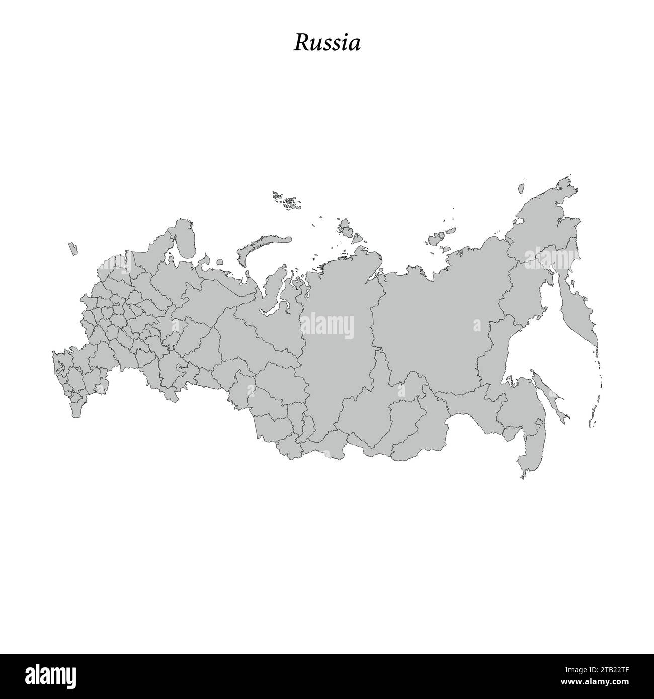 Simple flat Map of Russia with district borders Stock Vector Image ...
