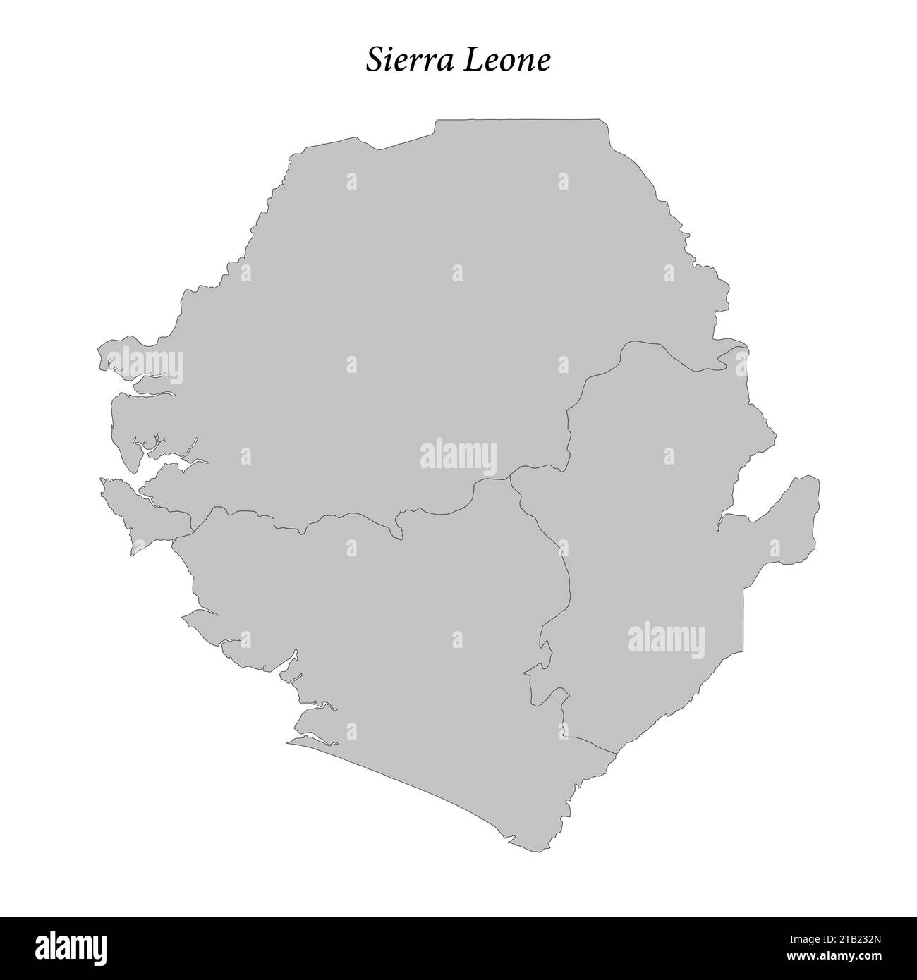 Simple flat Map of Sierra Leone with district borders Stock Vector ...