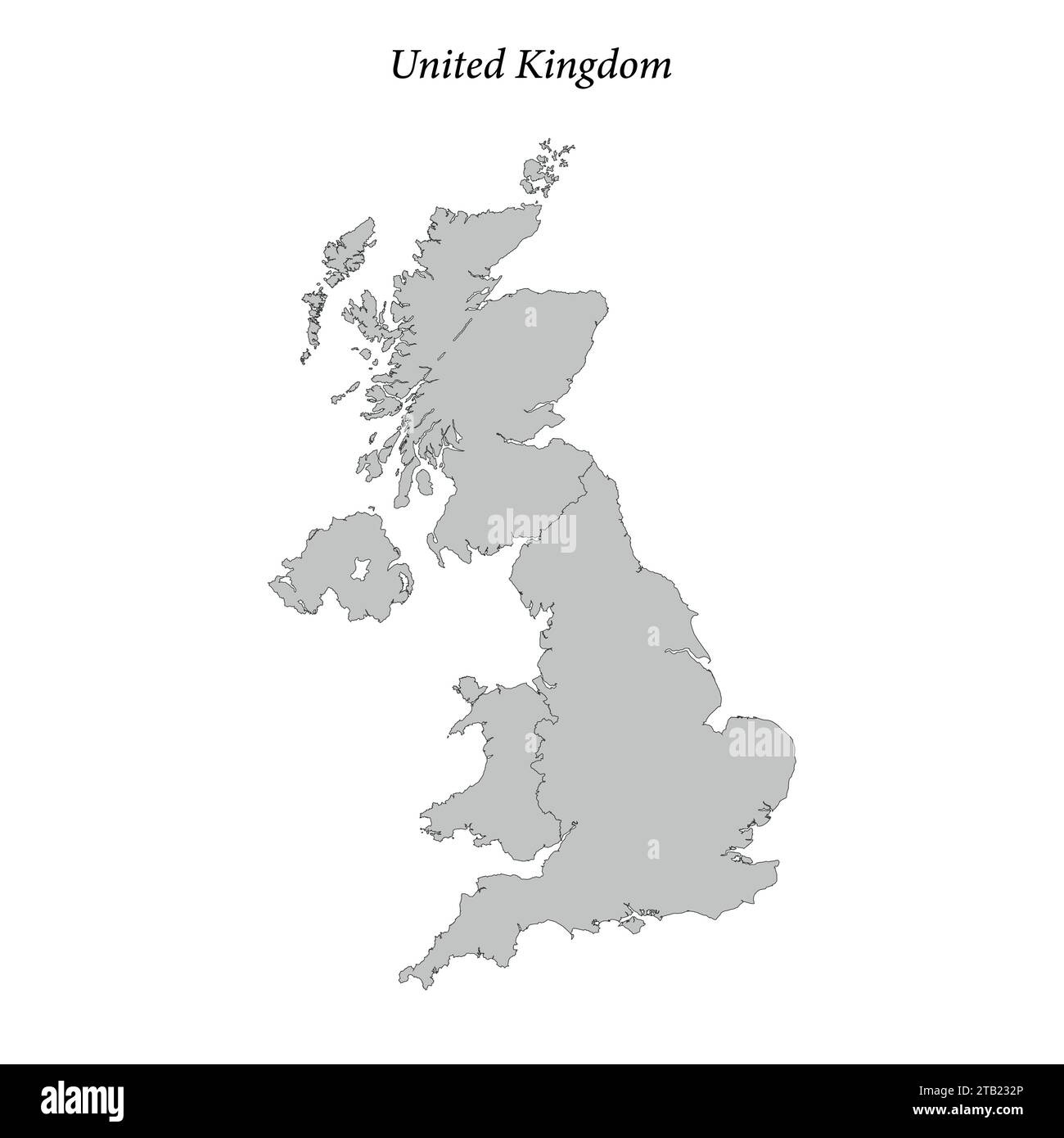 Simple flat Map of United Kingdom with district borders Stock Vector ...