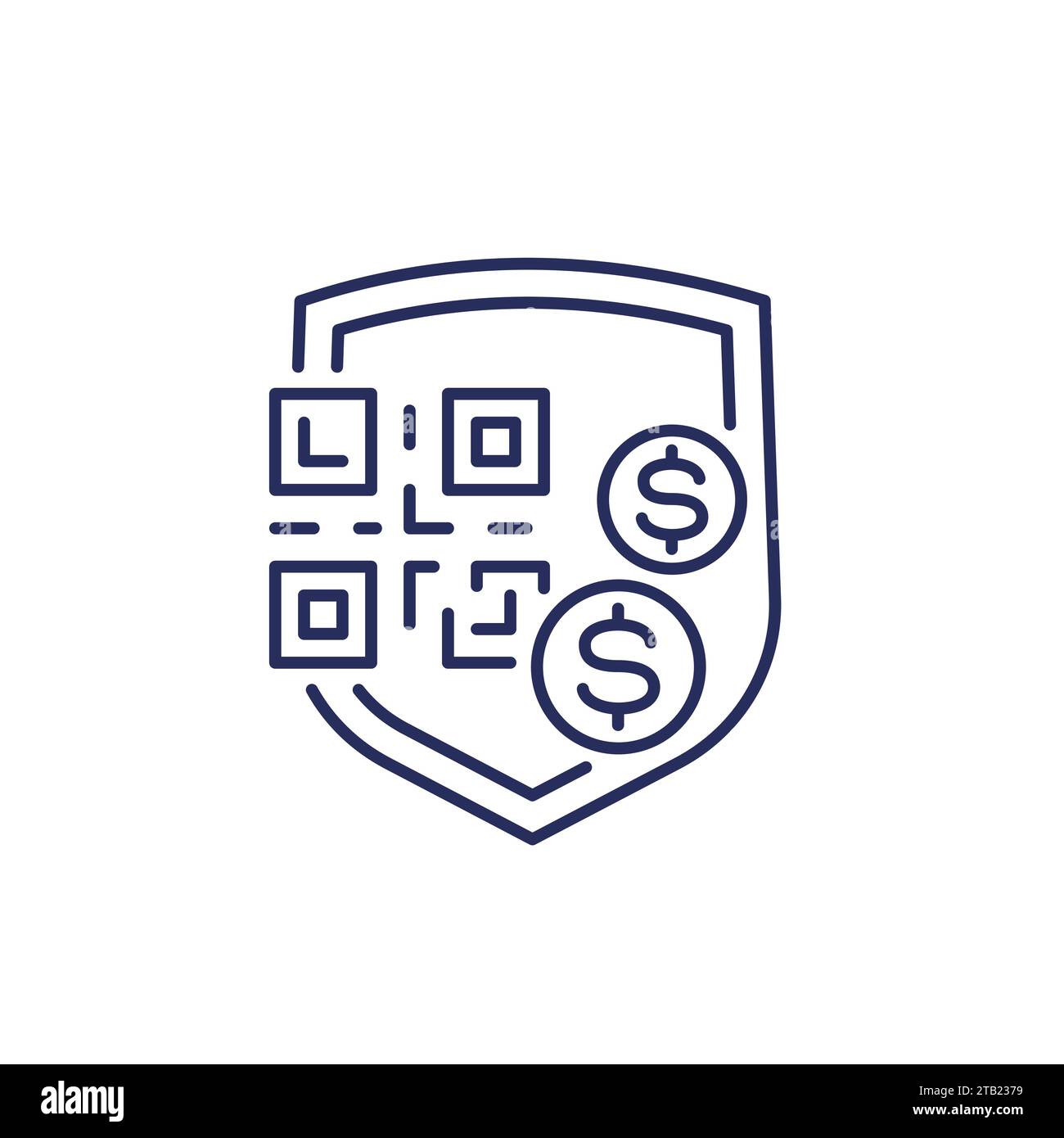Secure qr code payment line icon with a shield Stock Vector Image & Art ...