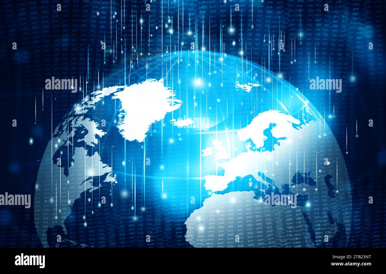 Globe with digital signals. Digital world. 3d illustration Stock Photo ...